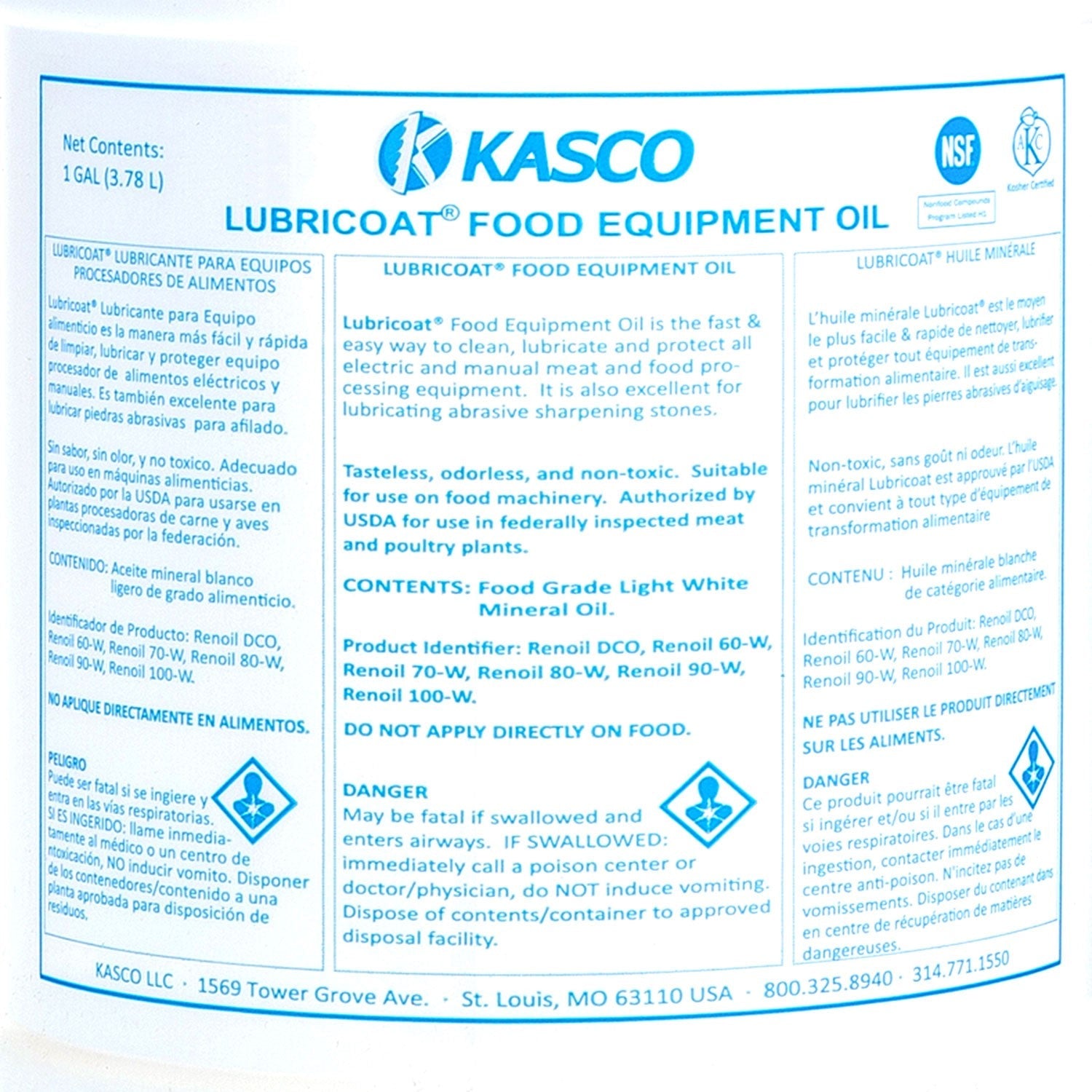 Lubricoat Oil Food Safe Lubricant, 4 - 1 Gallon Bottles per Case ...
